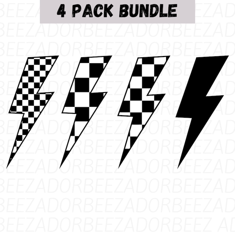 Lightning Bolt Svg, Thunder Bolt Png Bundle, Checkered Thunder Svg Png ...