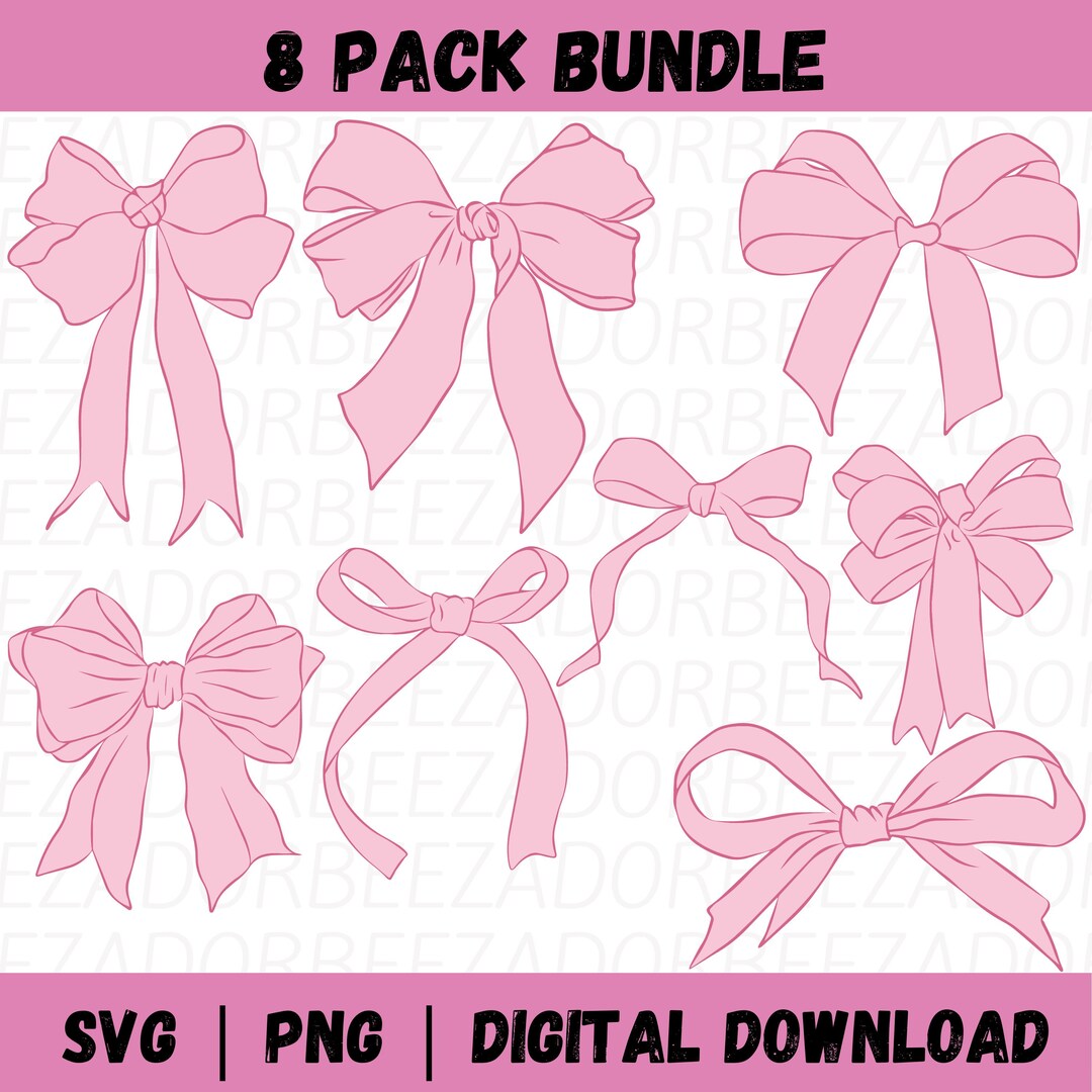 Pink Bow Coquette SVG PNG Ribbon Bow SVG Png Bundle Coquette Bow Hand ...
