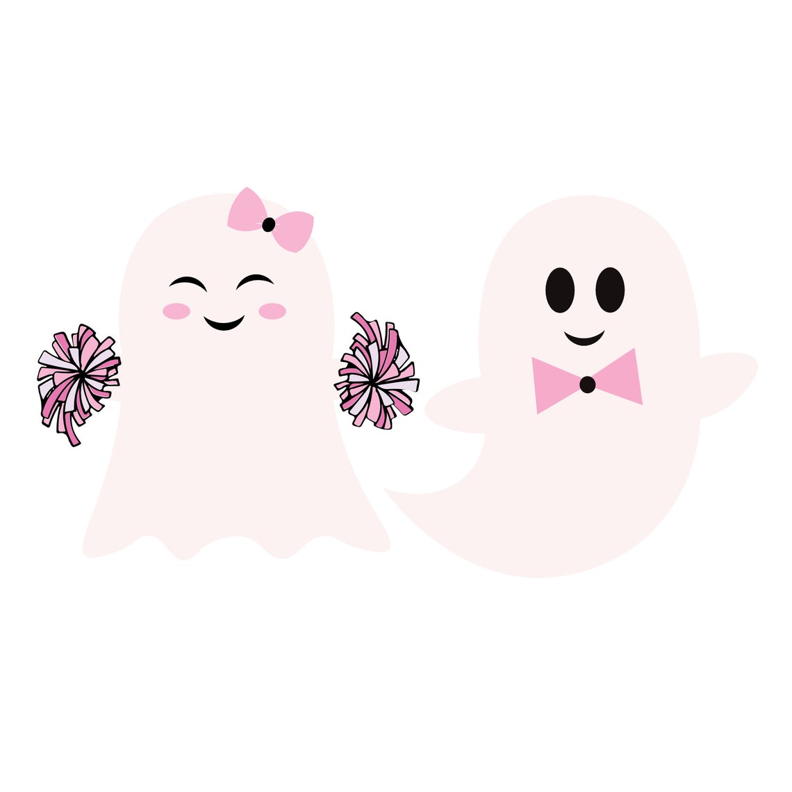 Cheerleader and Bow Ghost Svg Png Halloween, Girl Boy Ghost Svg ...