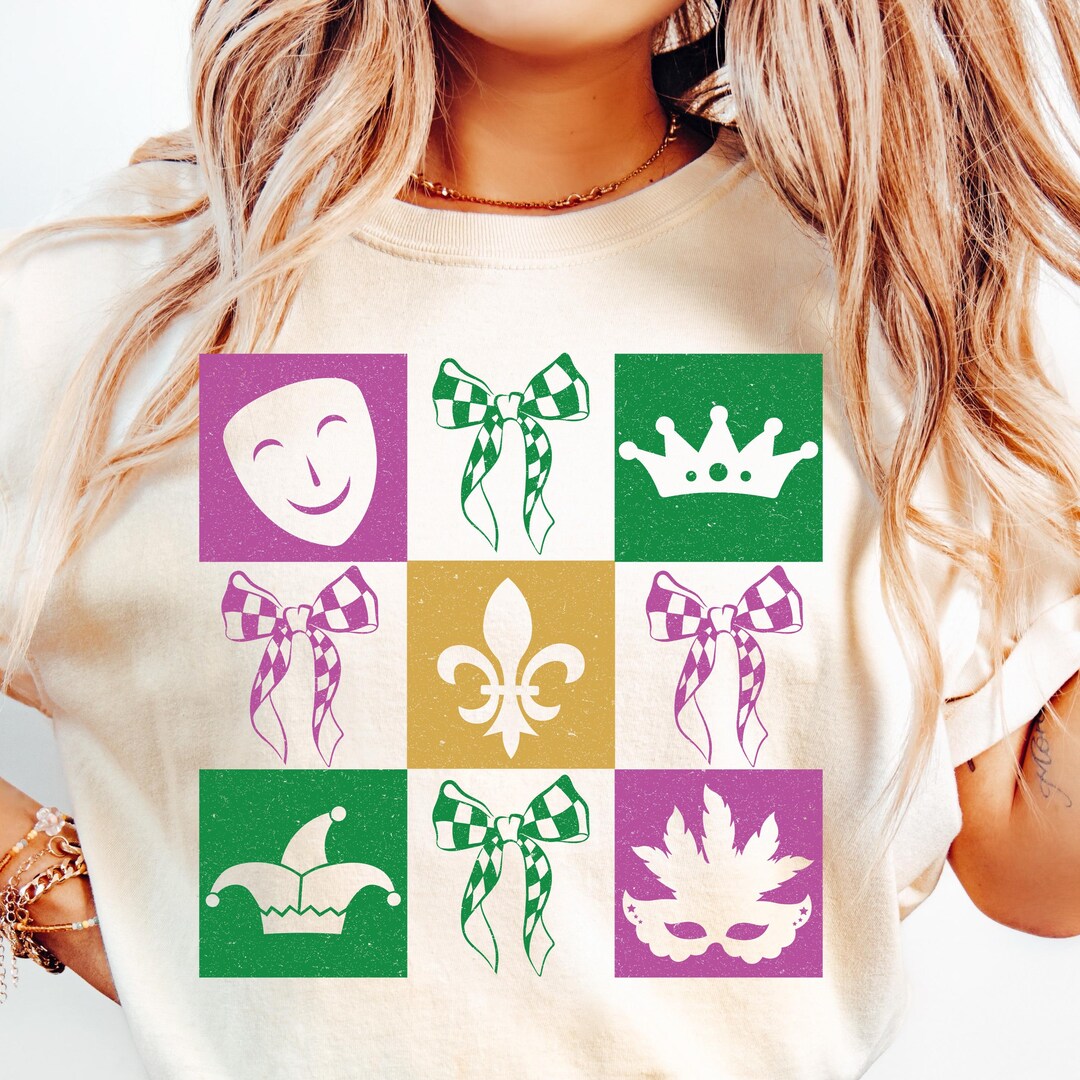 Retro Checkered Mardi Gras Png, Distressed Checkered Coquette Bow ...