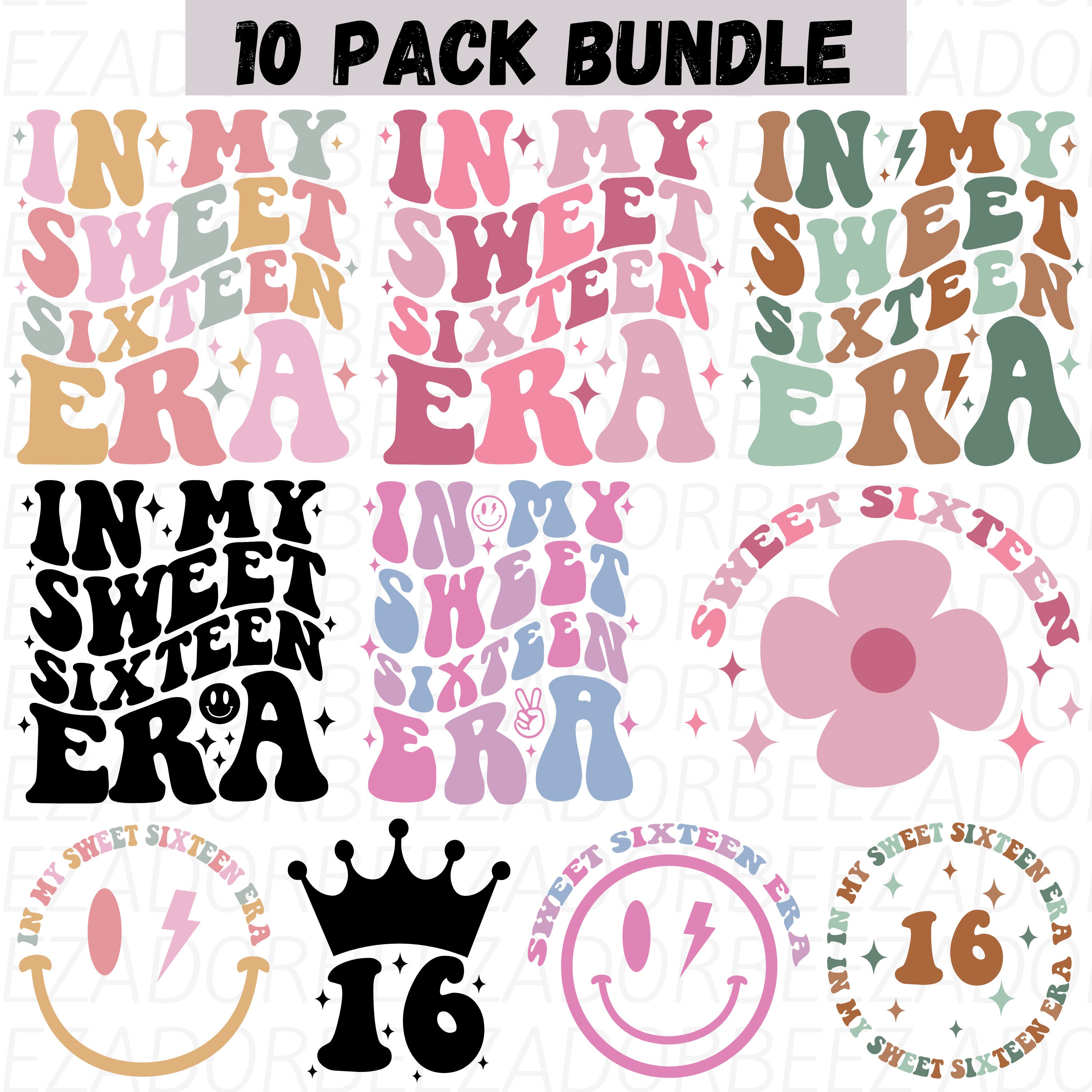 In My Sweet Sixteen Era Svg Png Bundle, Sweet Sixteen Shirt Designs ...