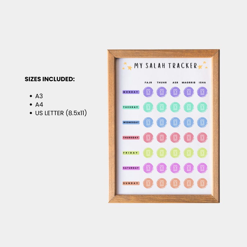 Salah Chart, Prayer Chart, Salah Tracker for Kids, Namaz Tracker ...