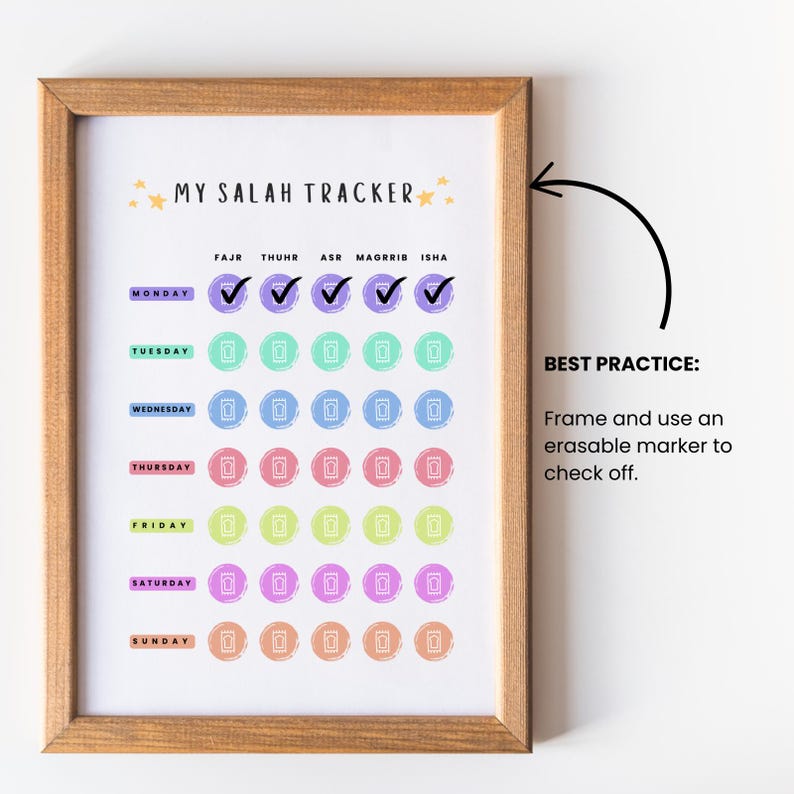 Salah Chart, Prayer Chart, Salah Tracker for Kids, Namaz Tracker ...