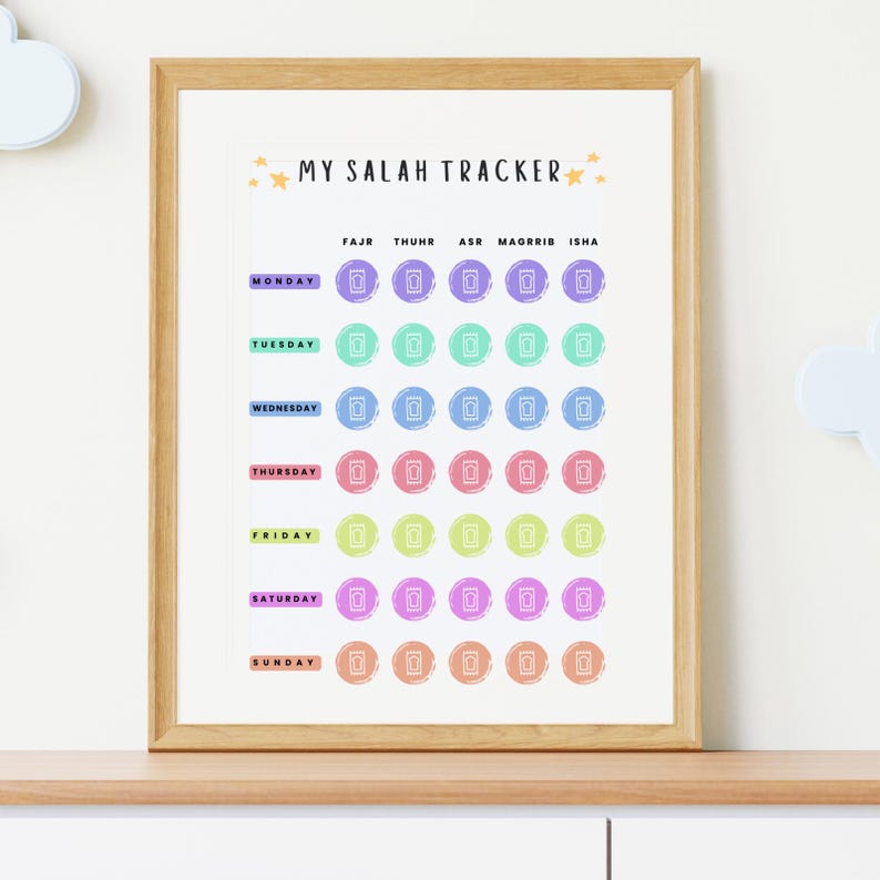 Salah Chart, Prayer Chart, Salah Tracker for Kids, Namaz Tracker ...