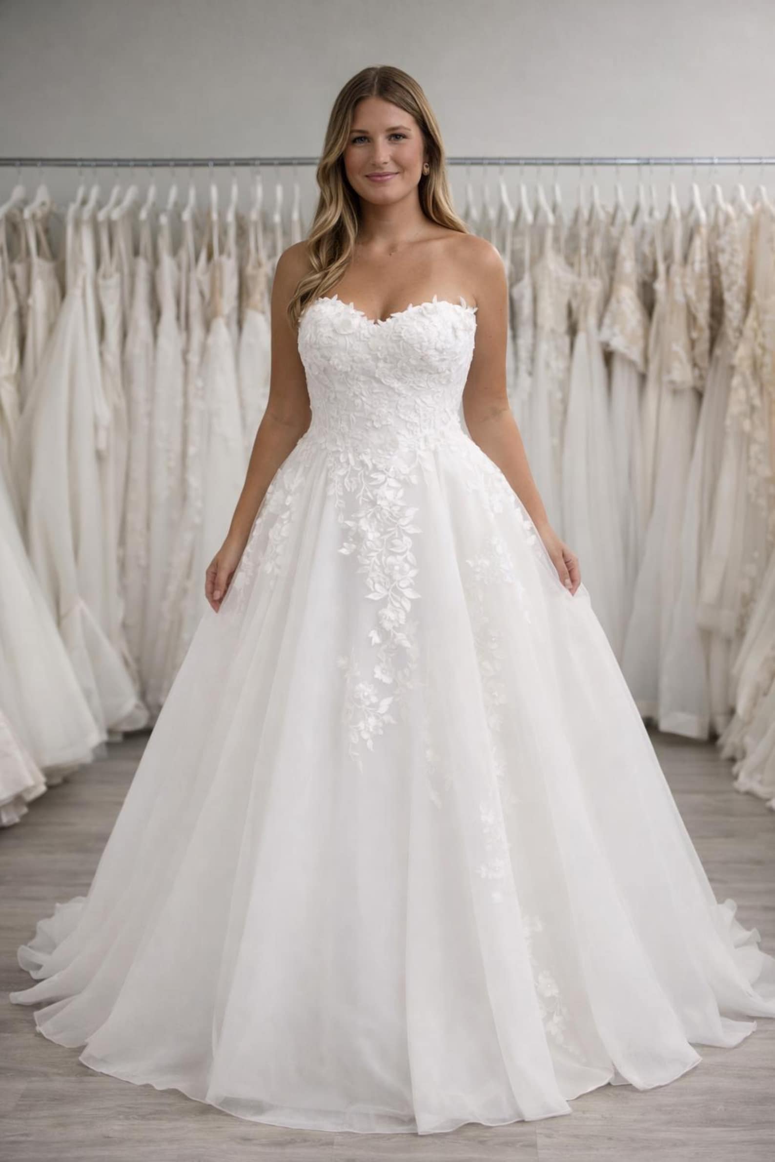Strapless Lace Wedding Dress With Structured Bodice & Zip Back - Etsy