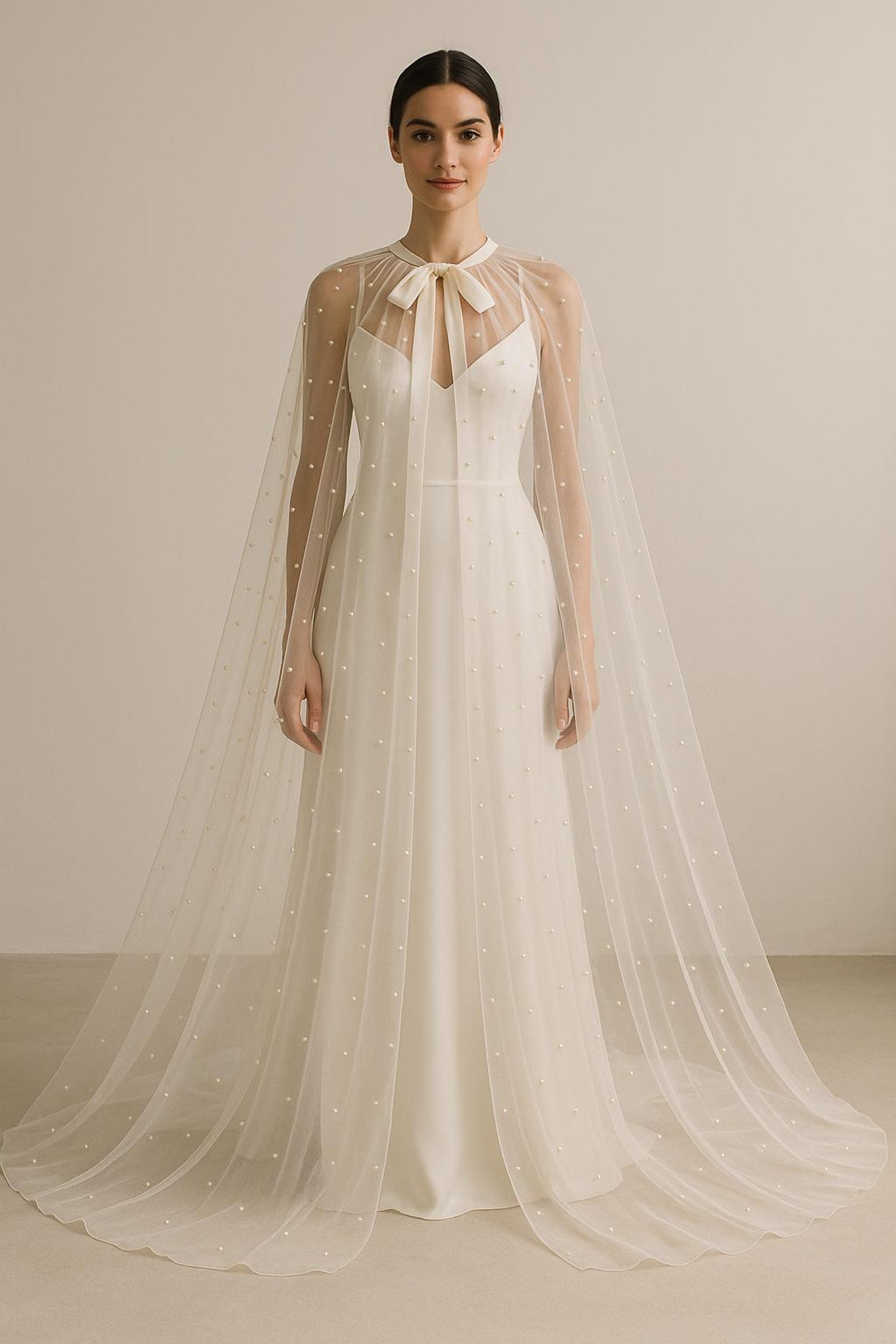 Pearl-adorned Bridal Cape - Etsy