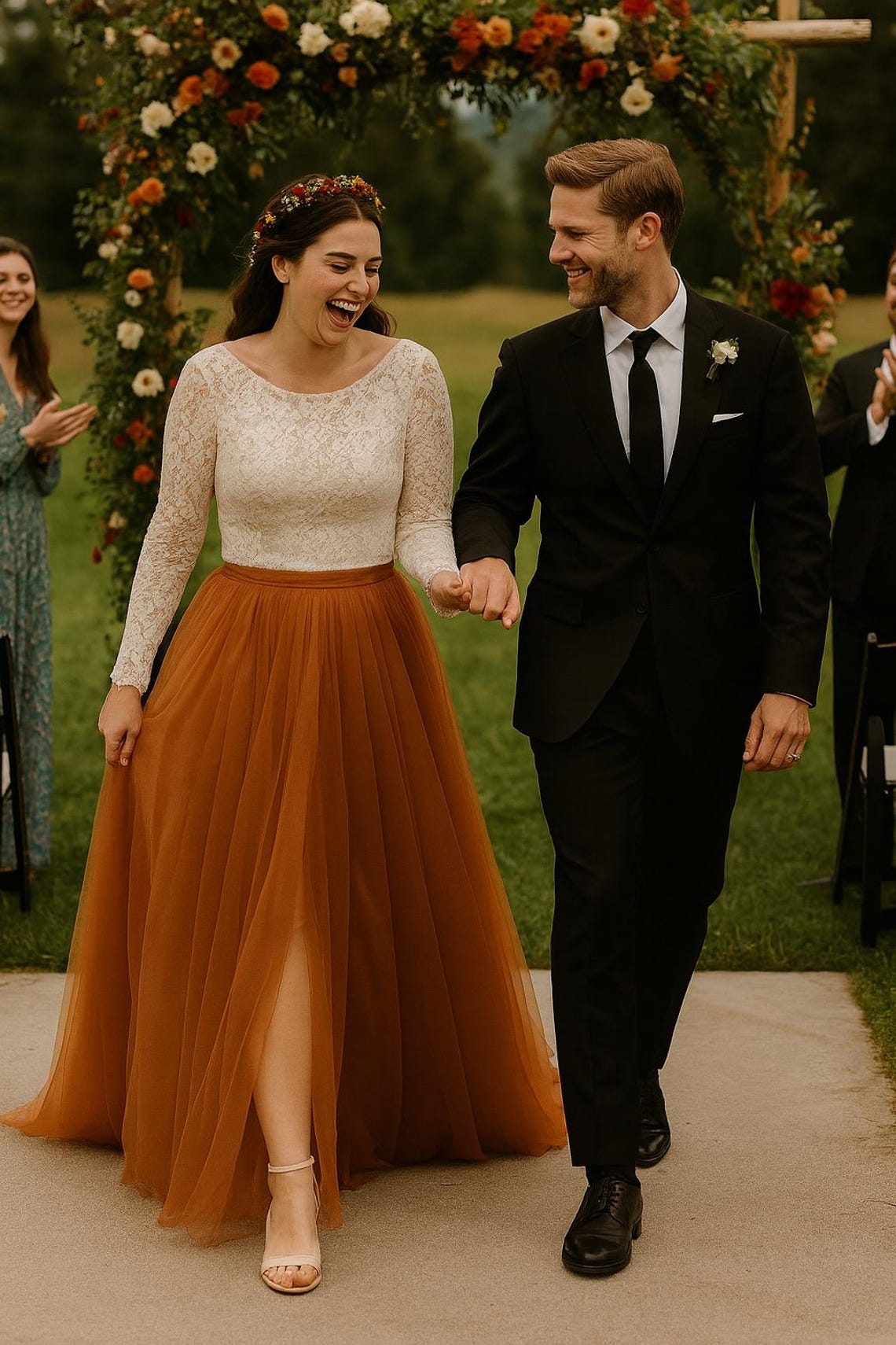 Rust Tulle Skirt & Ivory Lace Top – Two Piece Bridal / Boho Outfit - Etsy