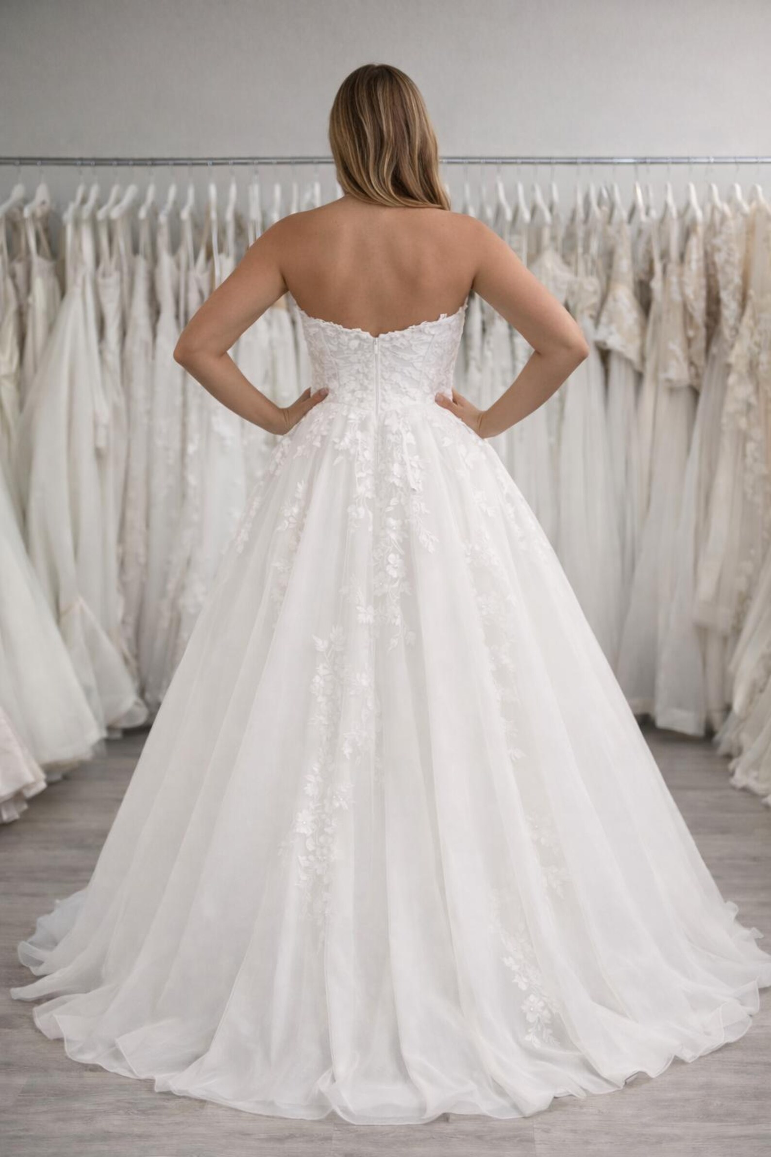 Strapless Lace Wedding Dress With Structured Bodice & Zip Back - Etsy