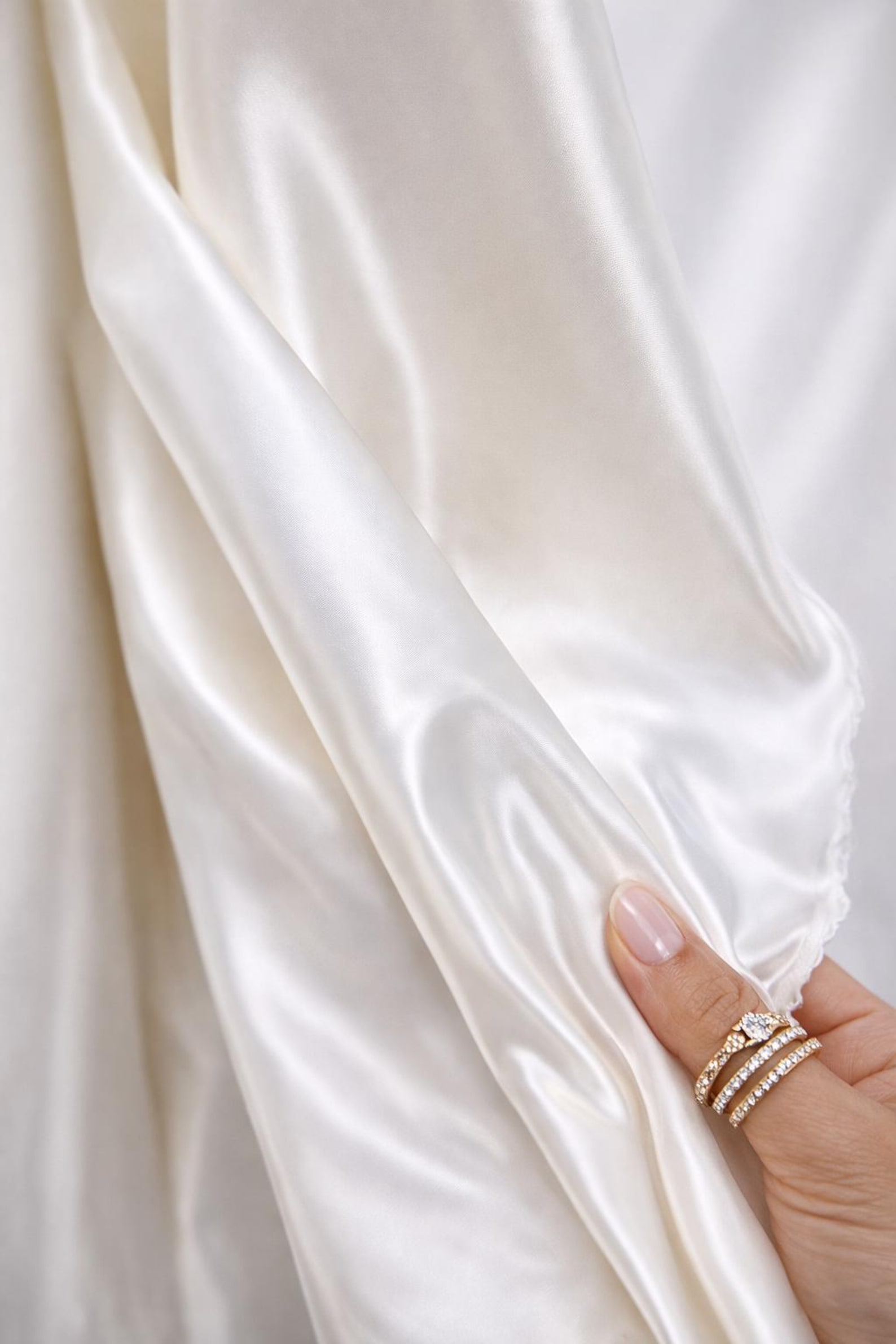 Elegant Satin Wedding Dress With Basque Waist – off the Shoulder Bridal ...