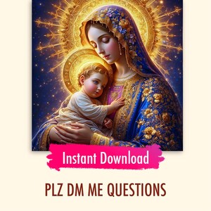 Mother Mary Print: Virgin Mary and Baby Jesus Catholic Art (digital ...