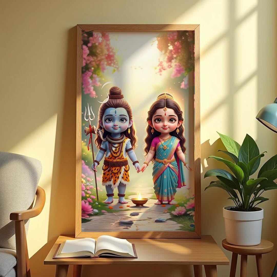 Shiv & Parvati |as the Divine Child | Hd Printable Wall Art | Digital ...