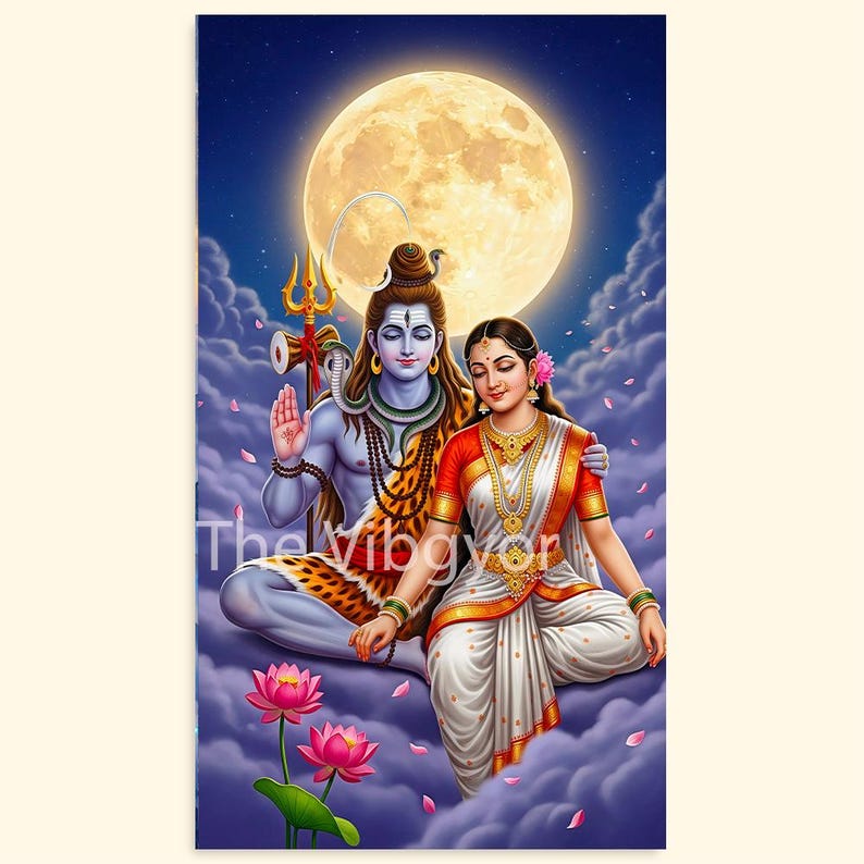 Lord Shiva Parvati Hindu God Poster Art - Printable Digital Image - Etsy