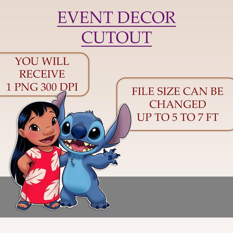 Stitch & Lilo Cutout Printable: Party Decoration Stand up Prop PNG ...
