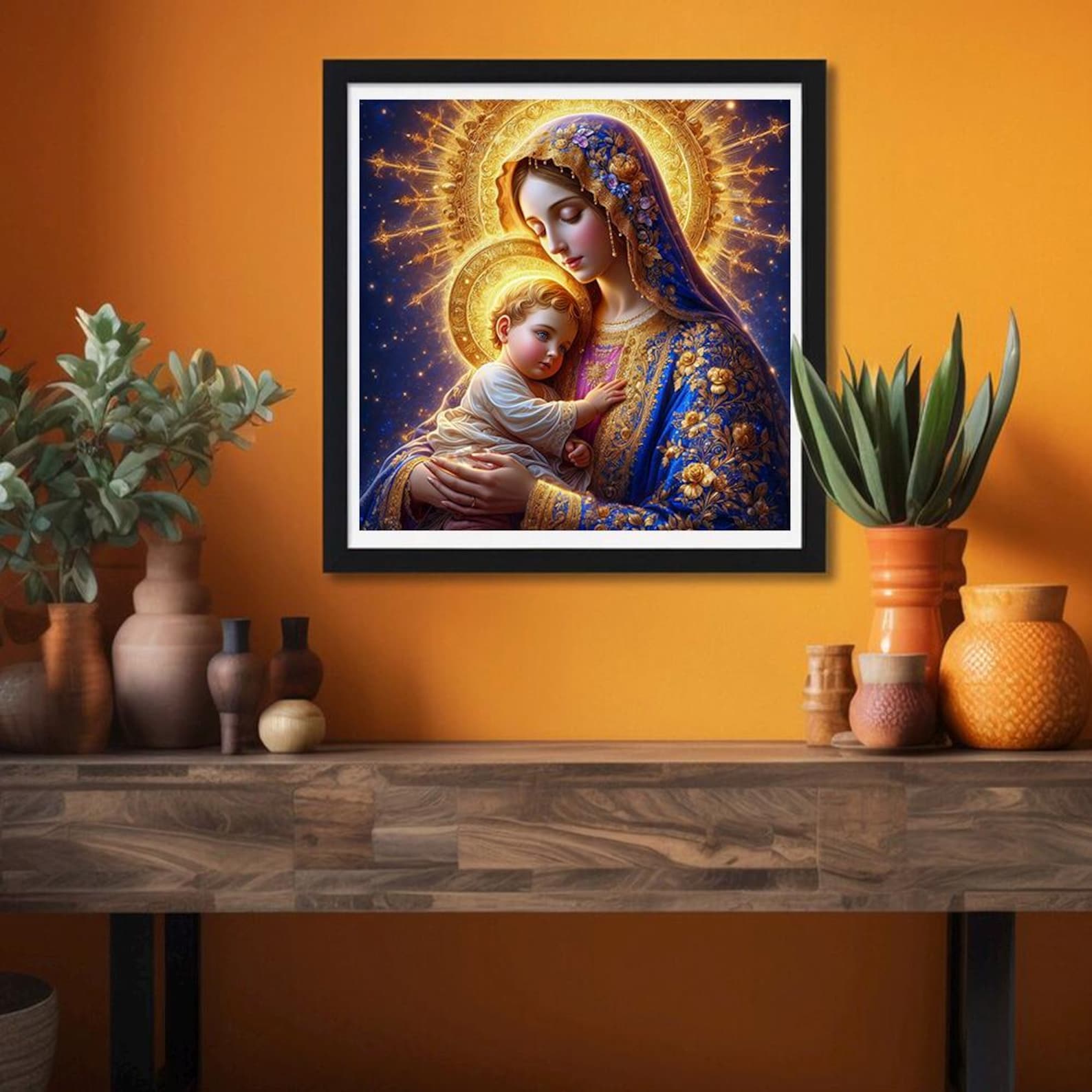 Mother Mary Print: Virgin Mary and Baby Jesus Catholic Art (digital ...