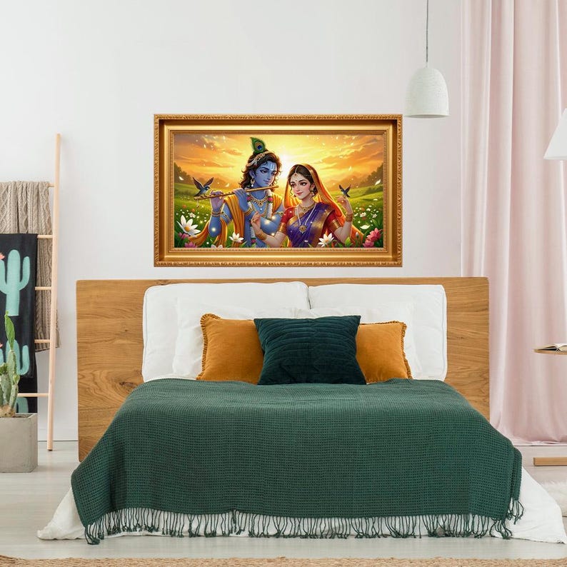 Radha Krishna Divine Love Digital Art | Radha Krishna | Dreamy Sunset ...