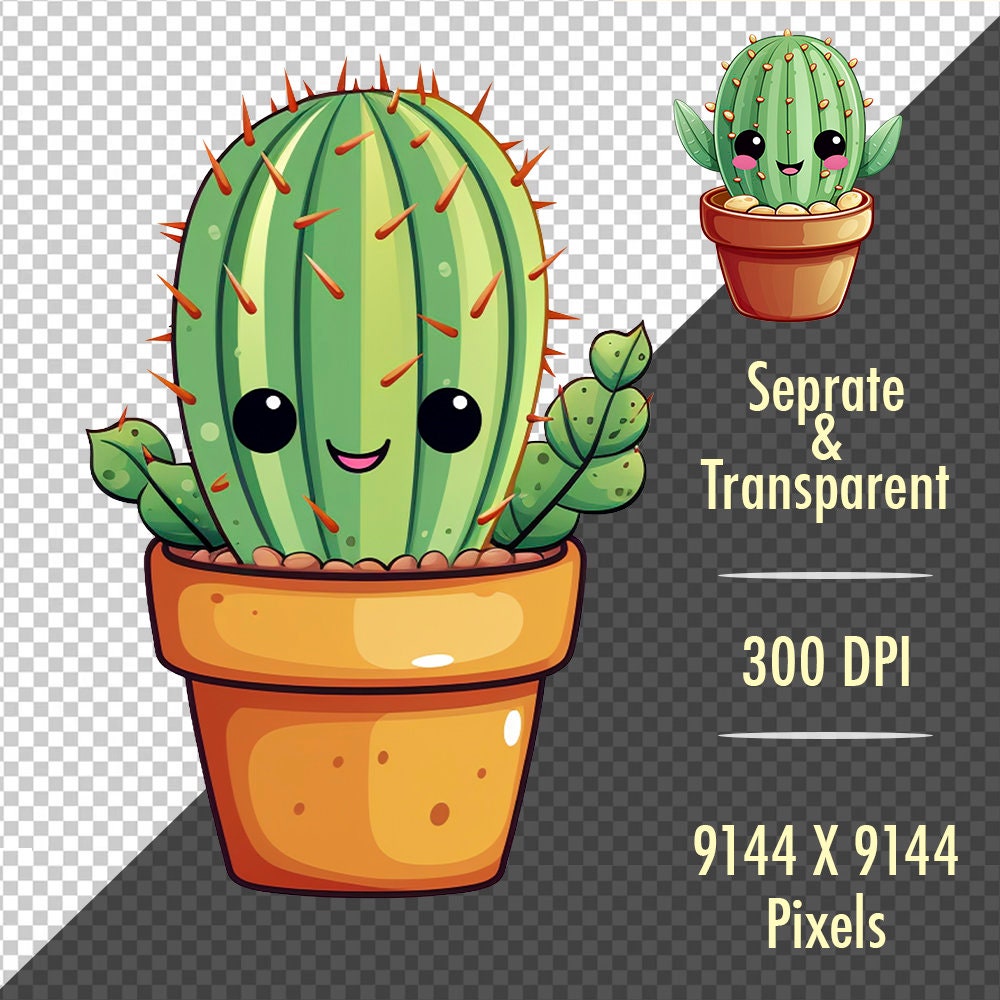 Happy Cactus Clipart Collection - Cute Cacti, Happy Plants, Kawaii ...