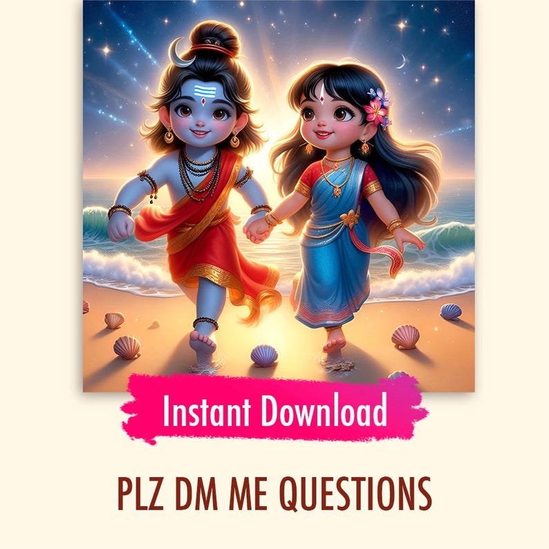 Adorable Lord Shiva and Goddess Parvati | Hindu God Digital Art | Wall ...