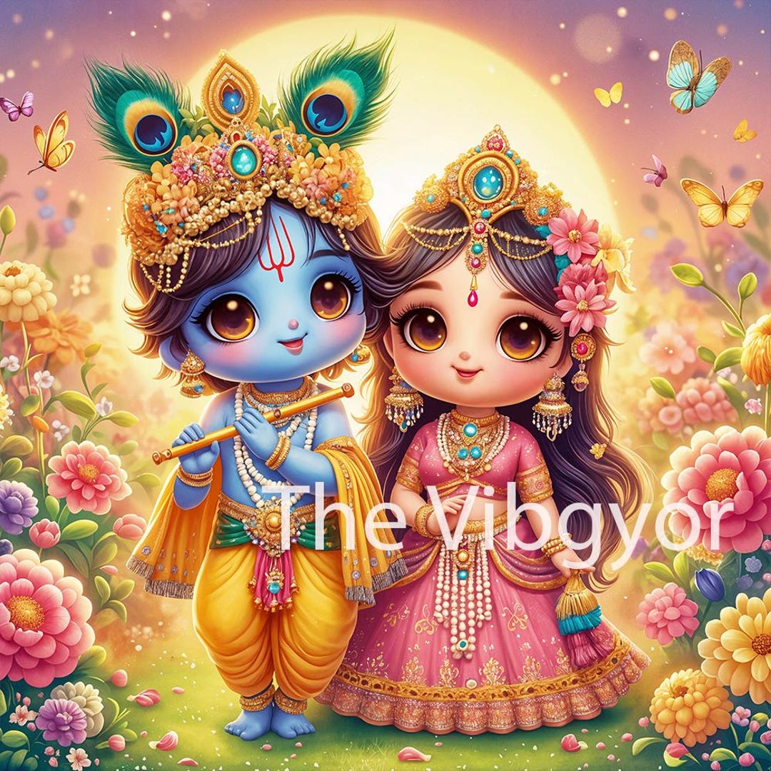 Radha Krishna | Cute Little Radha and Krishna Ji | Printable Wall Art ...