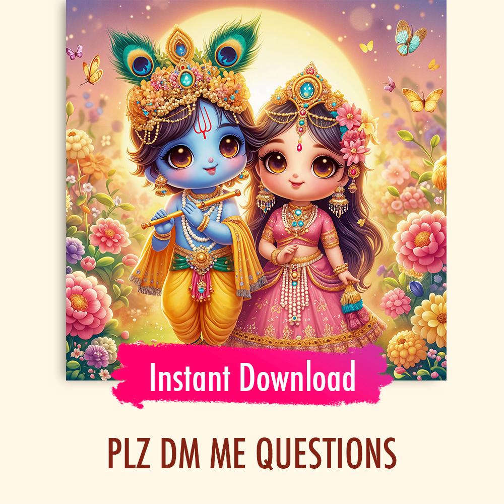 Radha Krishna | Cute Little Radha and Krishna Ji | Printable Wall Art ...