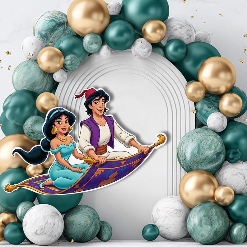 Aladdin Cutout: Aladdin and Jasmine, Event Decoration Prop (digital ...