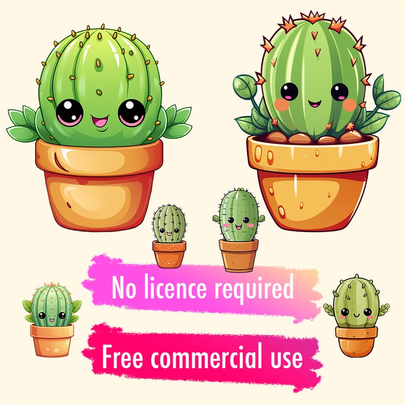 Happy Cactus Clipart Collection - Cute Cacti, Happy Plants, Kawaii ...