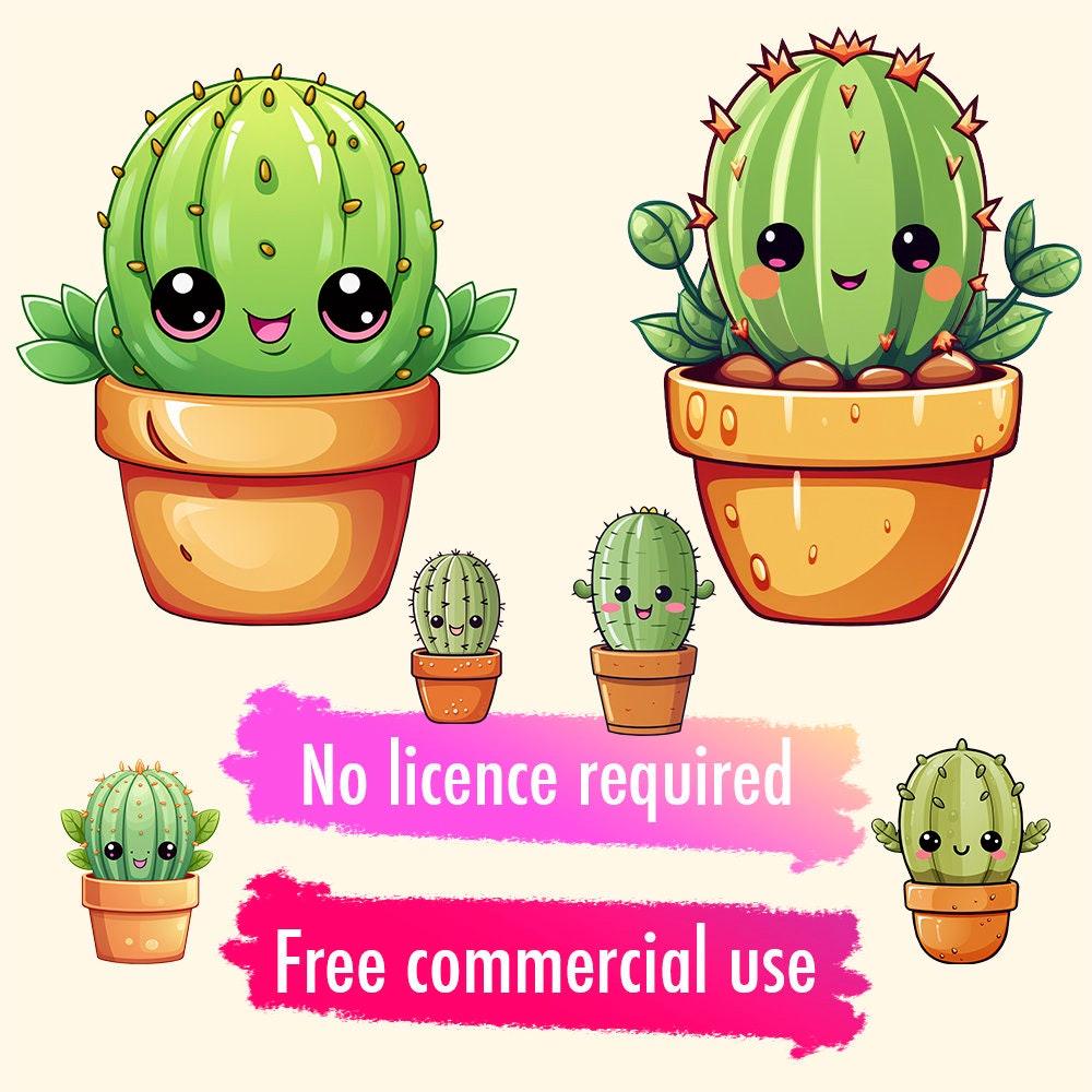 Happy Cactus Clipart Collection - Cute Cacti, Happy Plants, Kawaii ...