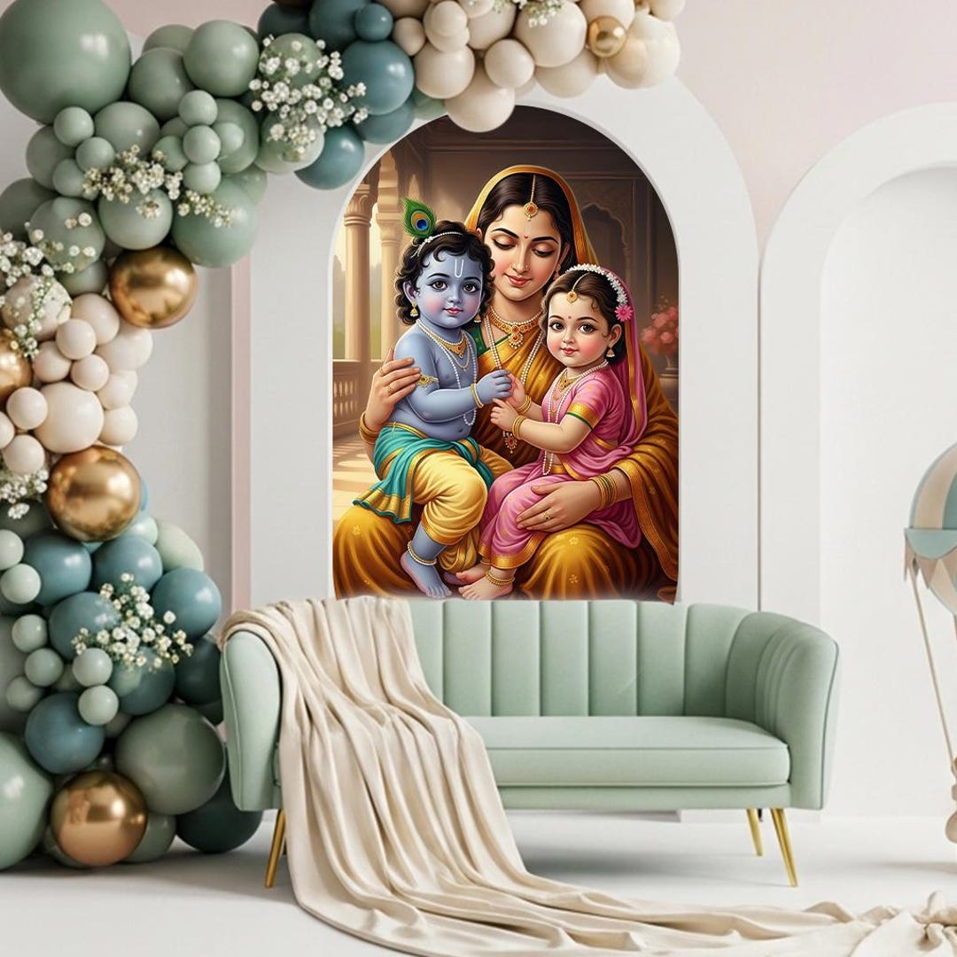 Maa Yashoda With Baby Krishna & Radha | Baby Shower Printable | Hindu ...