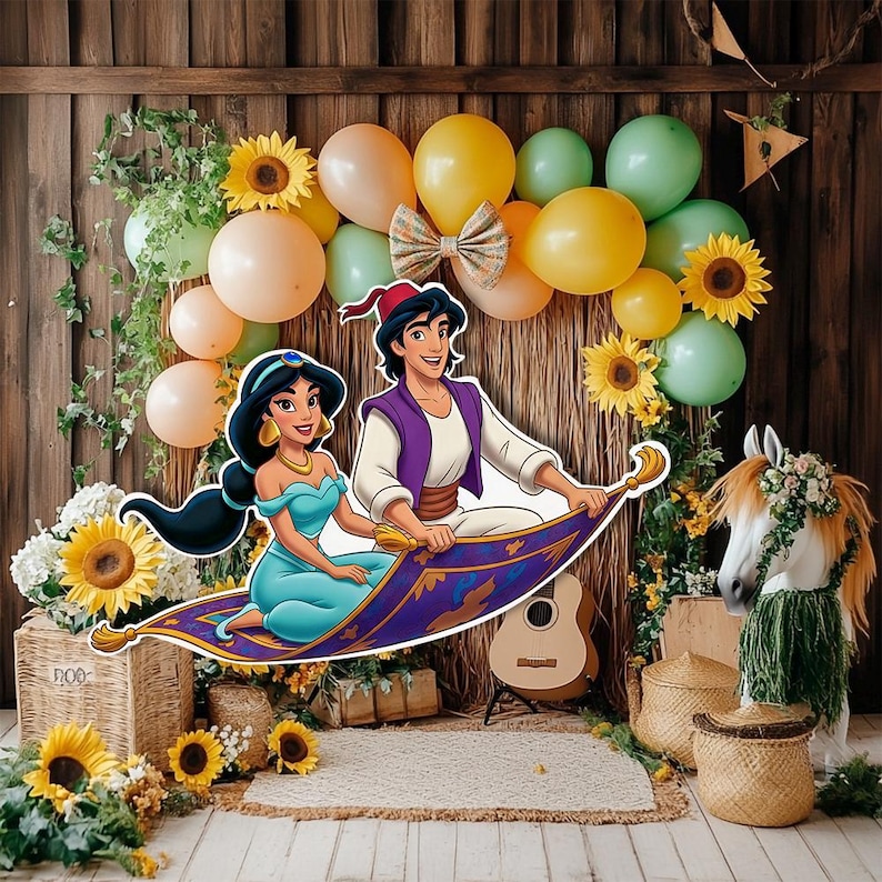Aladdin Cutout: Aladdin and Jasmine, Event Decoration Prop (digital ...