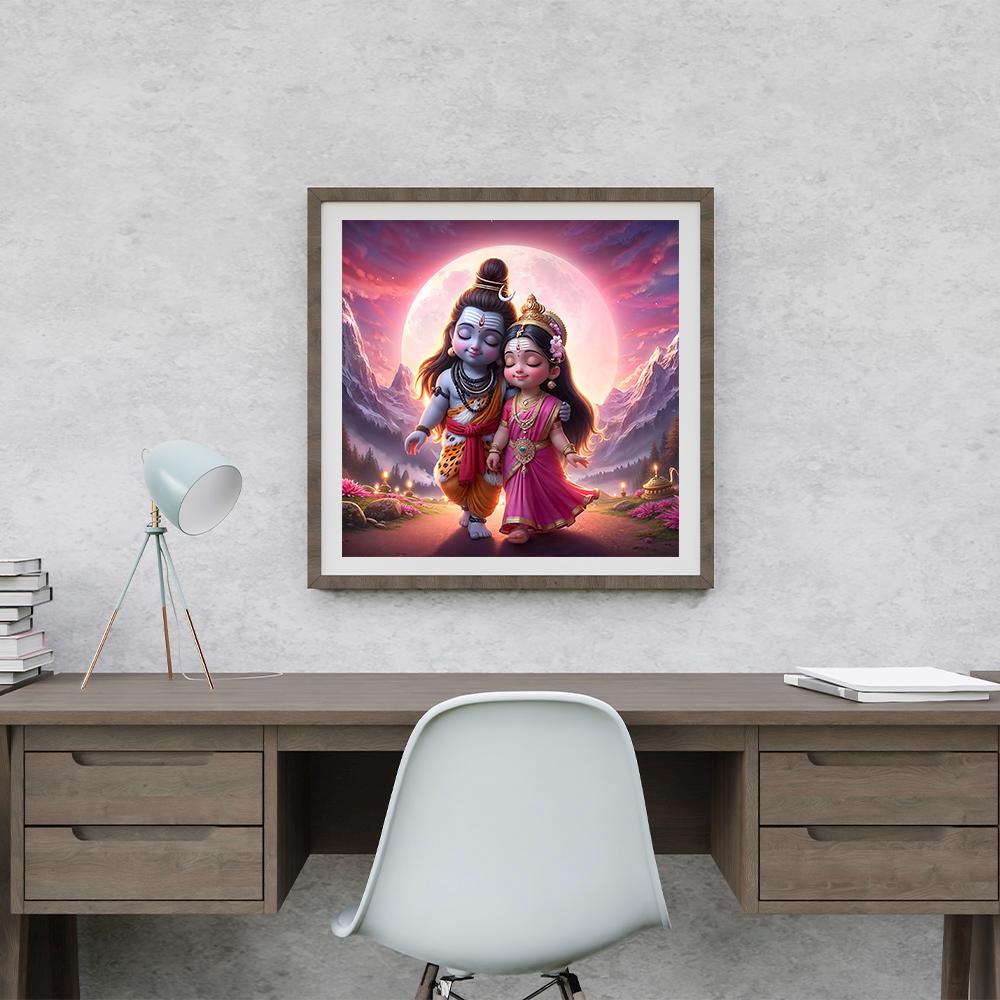 Child Shiva and Parvati Art Print | Hindu Deity Couple (digital ...