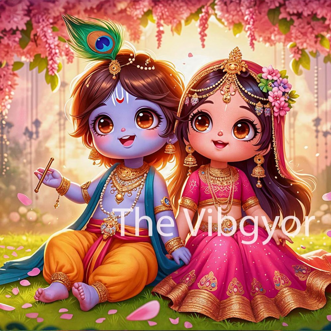 Baby Radha Krishna | Cute Character Style | Little Radha Krishna Wall ...