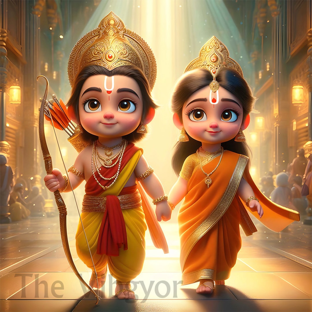 Cute Lord Ram and Goddess Sita Wall Art,digital Print File for High ...