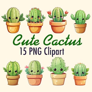 Happy Cactus Clipart Collection - Cute Cacti, Happy Plants, Kawaii ...