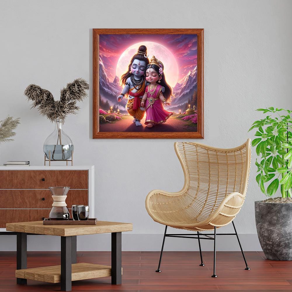 Child Shiva and Parvati Art Print | Hindu Deity Couple (digital ...