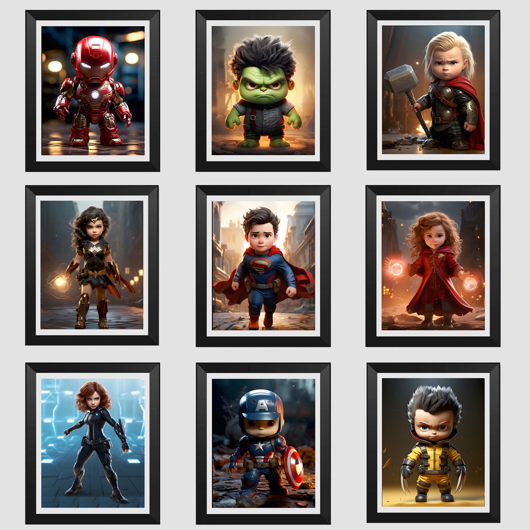 Superhero Printable Set: 18 Posters Featuring Avengers Wall Art ...
