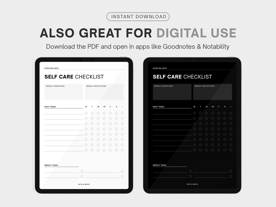 Minimal Self Care Checklist Printable Aesthetic Self Care List Pdf