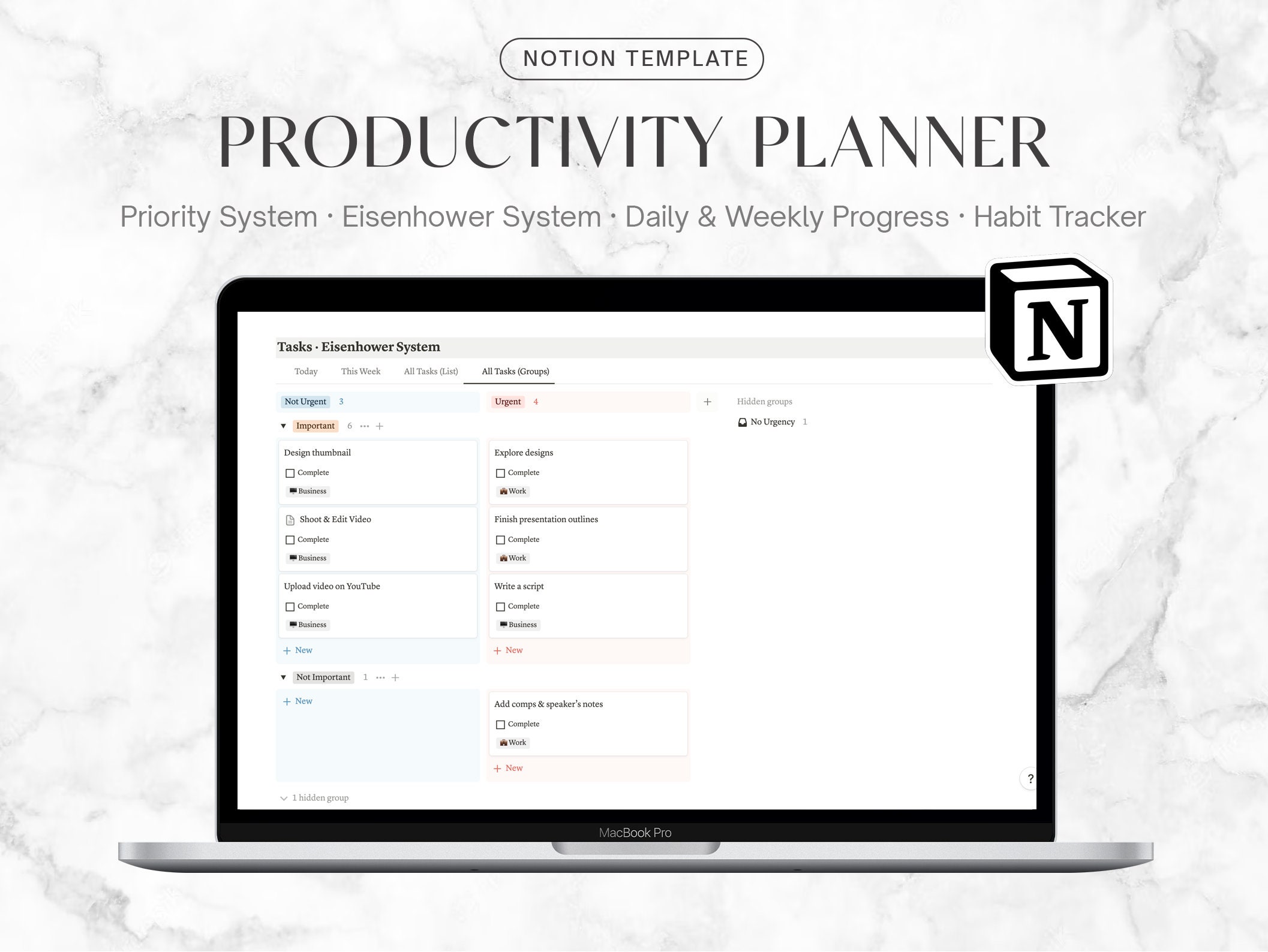 Notion Productivity Planner, Task Management Template, Time Management ...