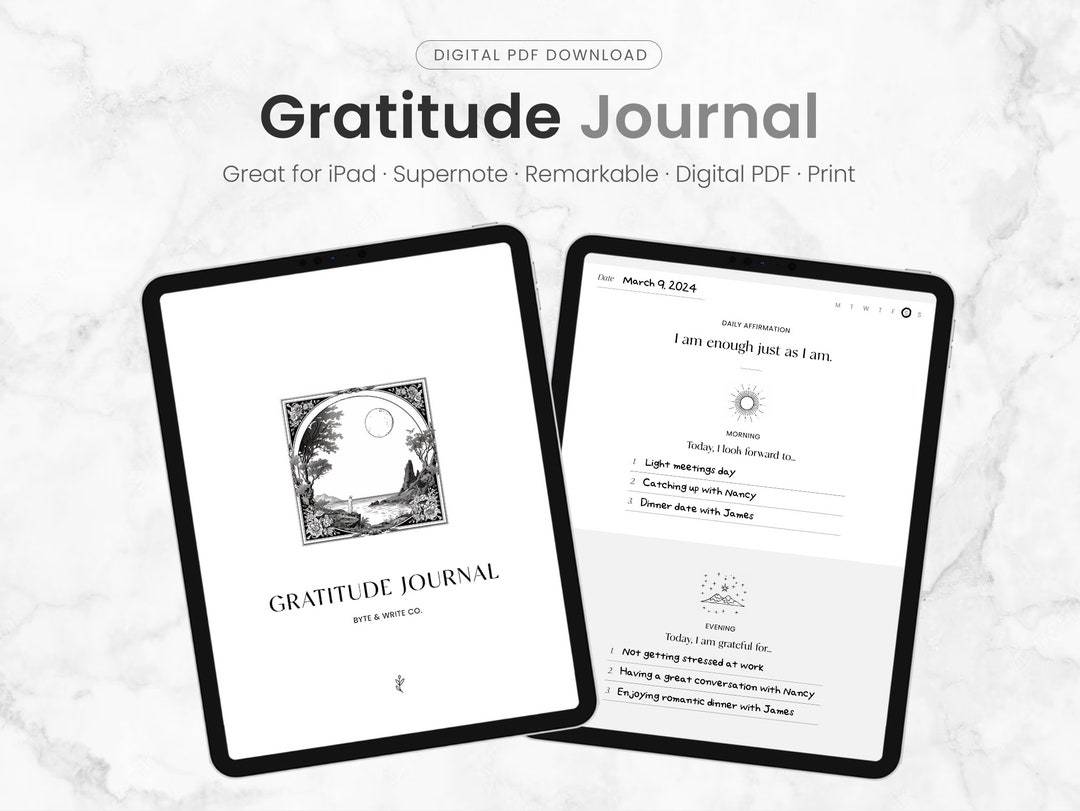 Aesthetic Digital Gratitude Journal, Daily Gratitude Journal Template ...