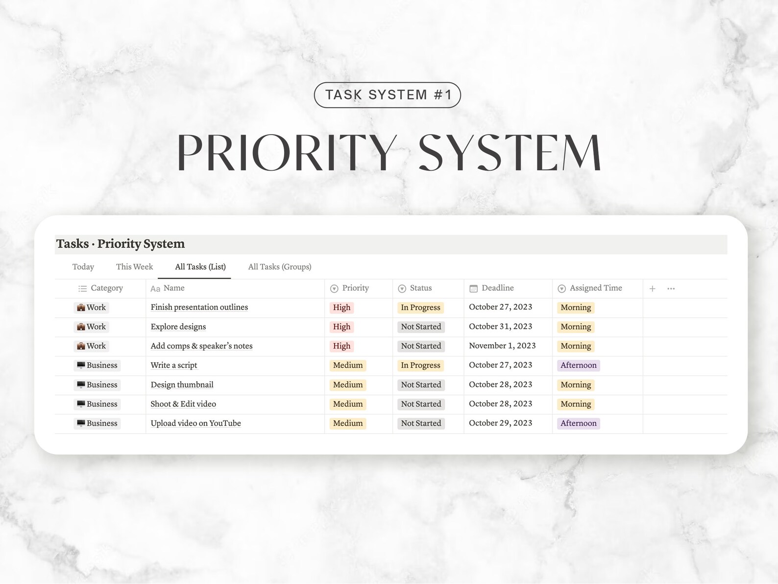 Notion Productivity Planner Task Management Template Time Management Notion Dashboard