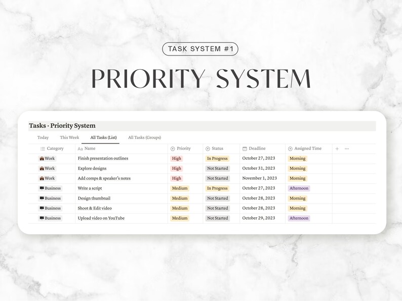 Notion Productivity Planner, Task Management Template, Time Management ...