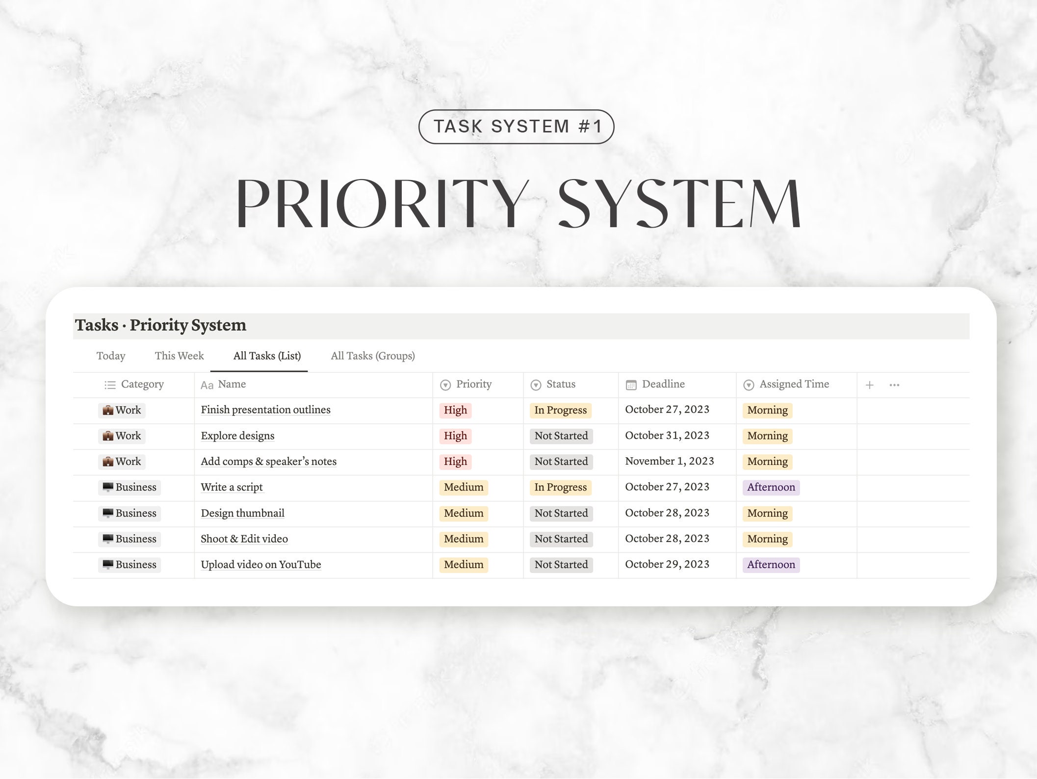 Notion Productivity Planner, Task Management Template, Time Management ...