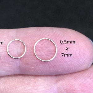 Solid 9ct Gold Nose Ring Hoop Cartilage Septum 6mm 7mm 8mm 9mm 0.4mm up to 0.8mm Thick - Etsy