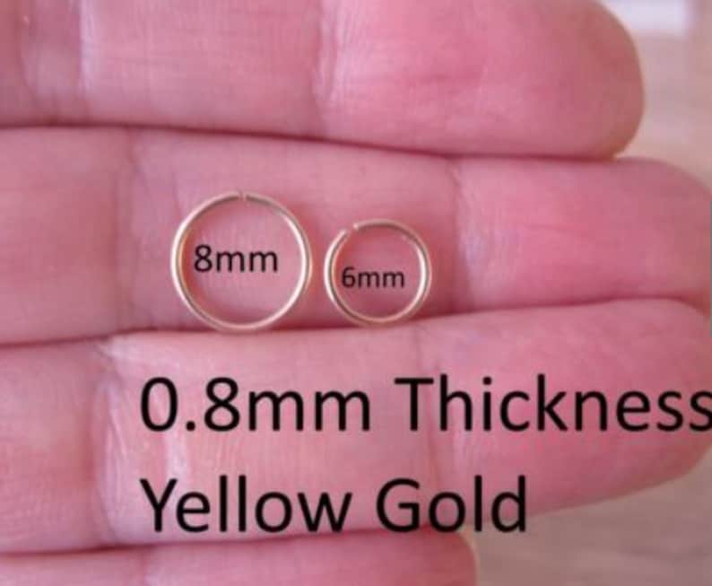 Solid 9ct Gold Nose Ring Hoop Cartilage Tragus 6mm 7mm 8mm - Etsy