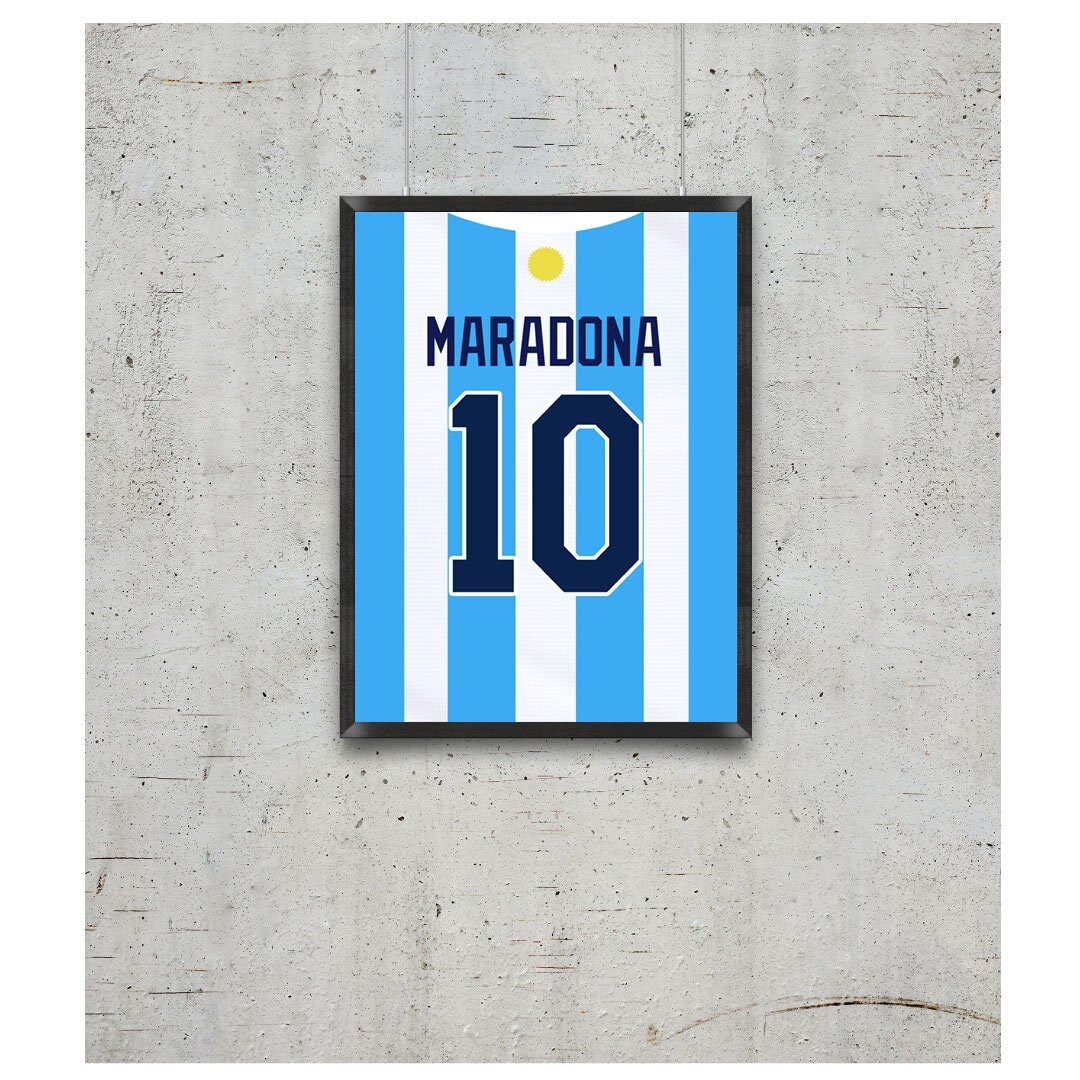 Maradona Jersey Printable Poster, Wall Art Decor, Argentina, Soccer ...