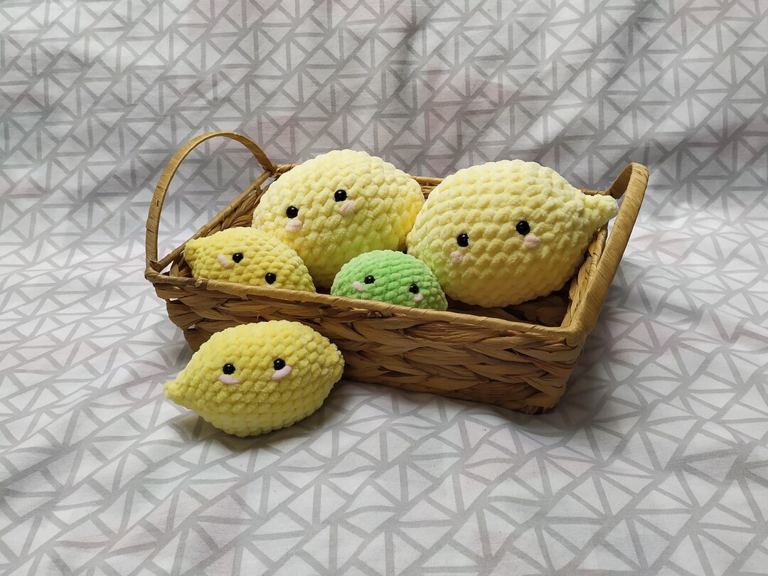 Crochet Lemon Plush Crochet Lime Plush Stuffed Lemon Plushie Soft ...
