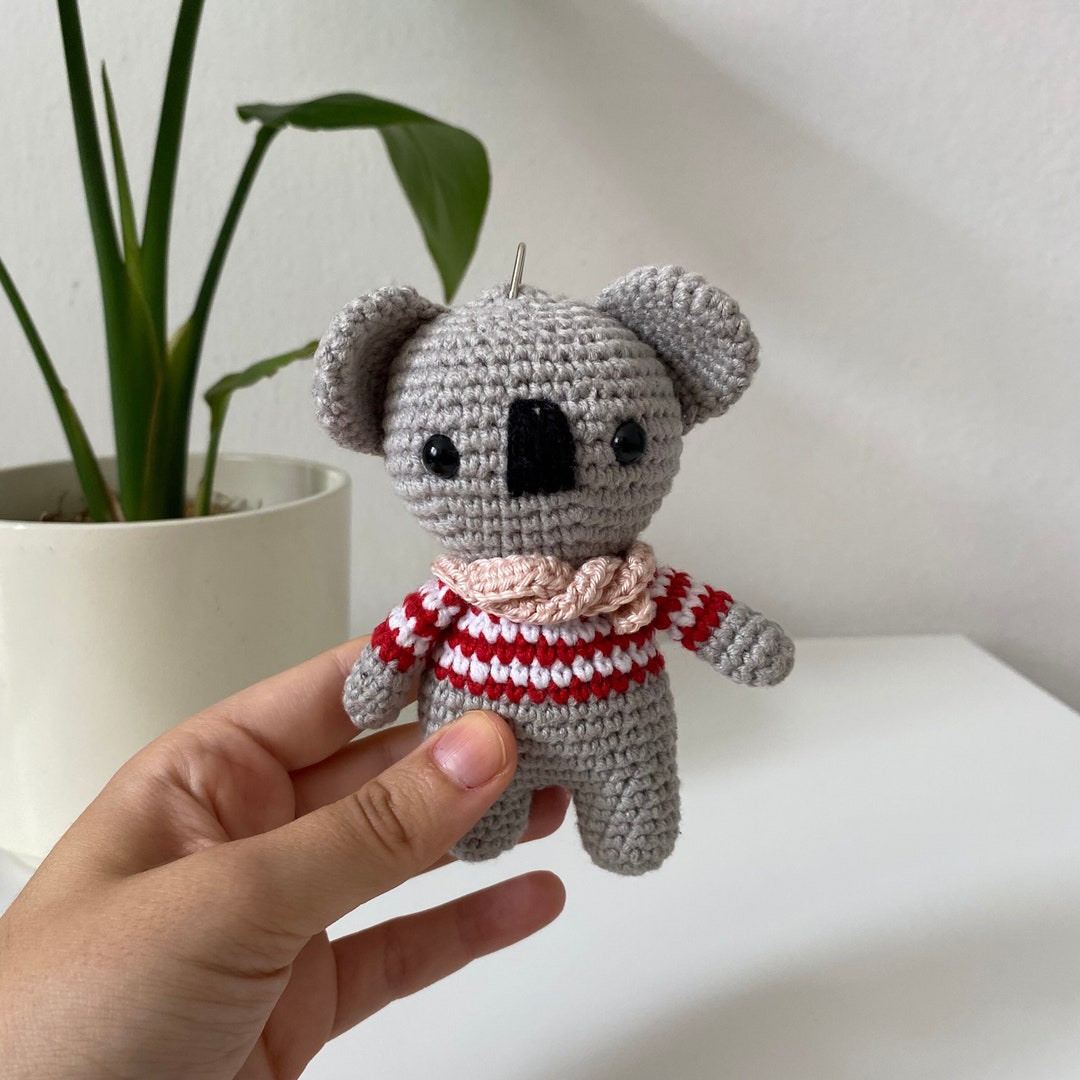 Crochet Baby Koala Bear Keychain, Amigurumi Stuffed Organic Toy ...