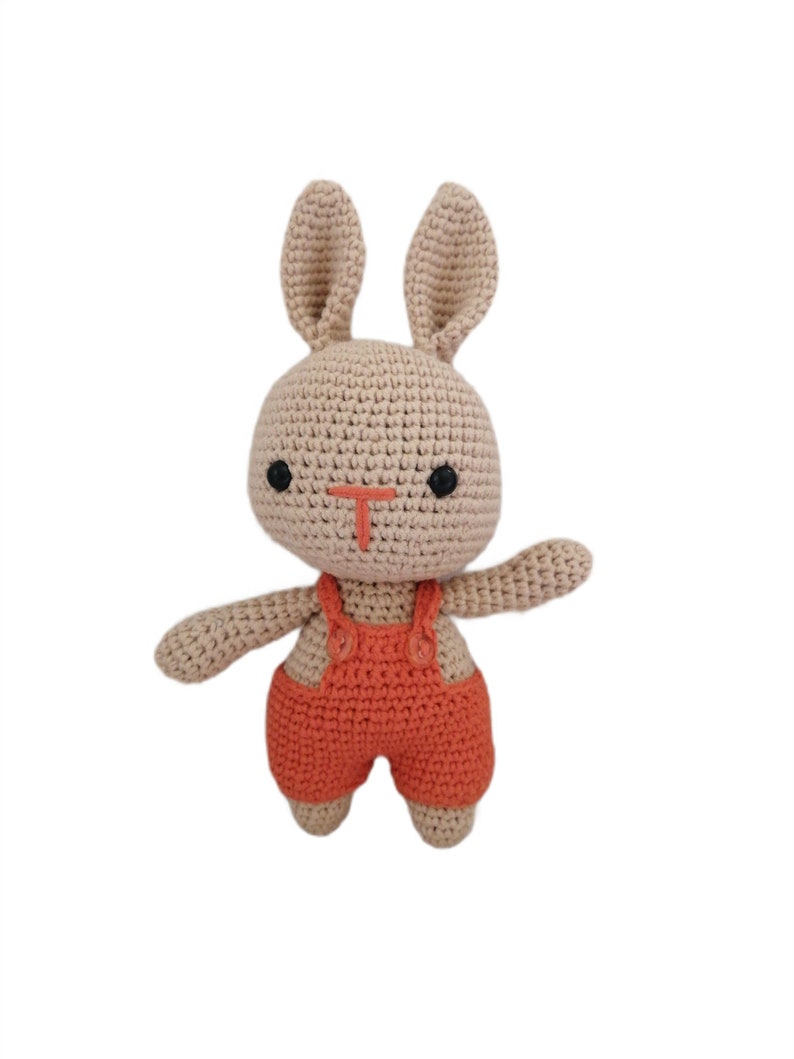 Rabbit in Overalls Crochet Doll, Cute Bunny Amigurumi Stuffed Soft Toy ...