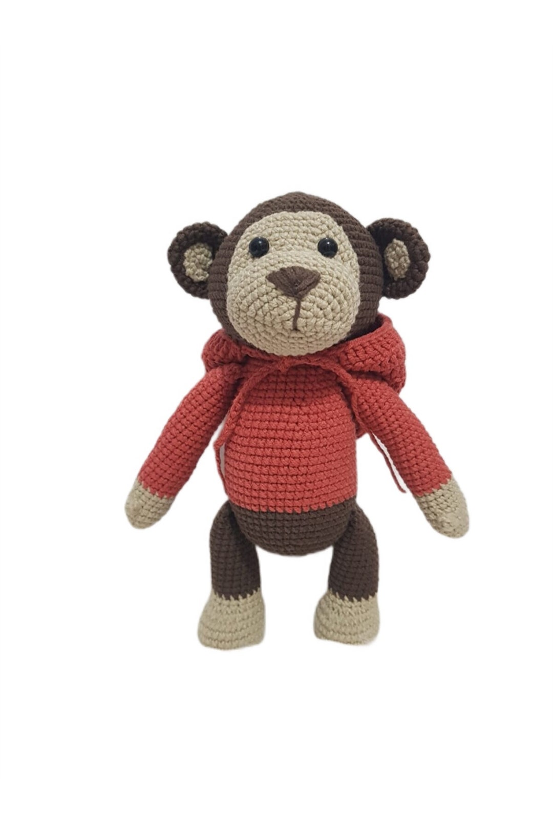 Hooded Monkey Crochet Doll, Cute Baby Monkey Amigurumi Stuffed Soft Toy ...