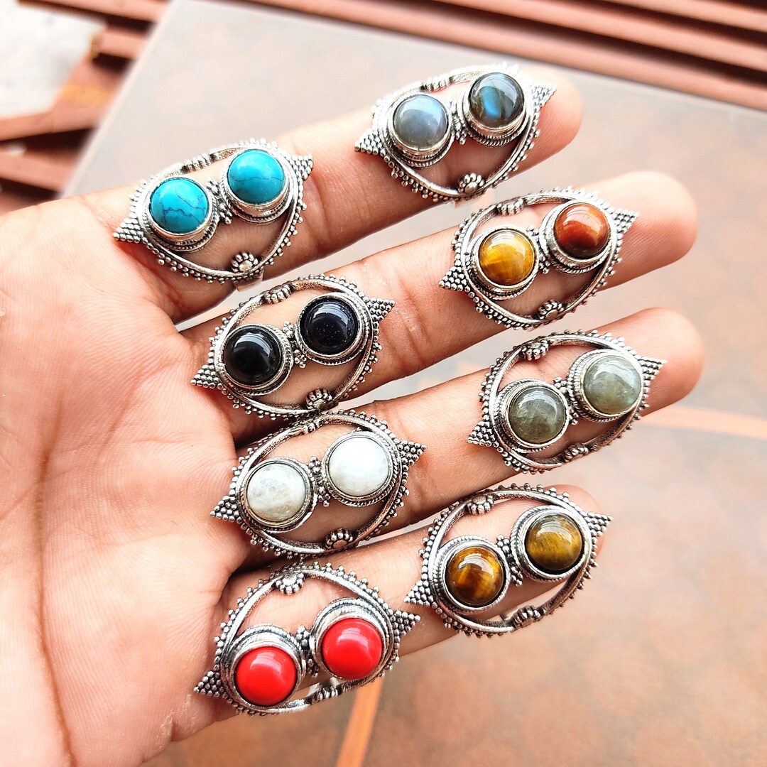 Natural Assorted Multi Gemstone Rings , Silver Rings, Handmade Jewelry ...