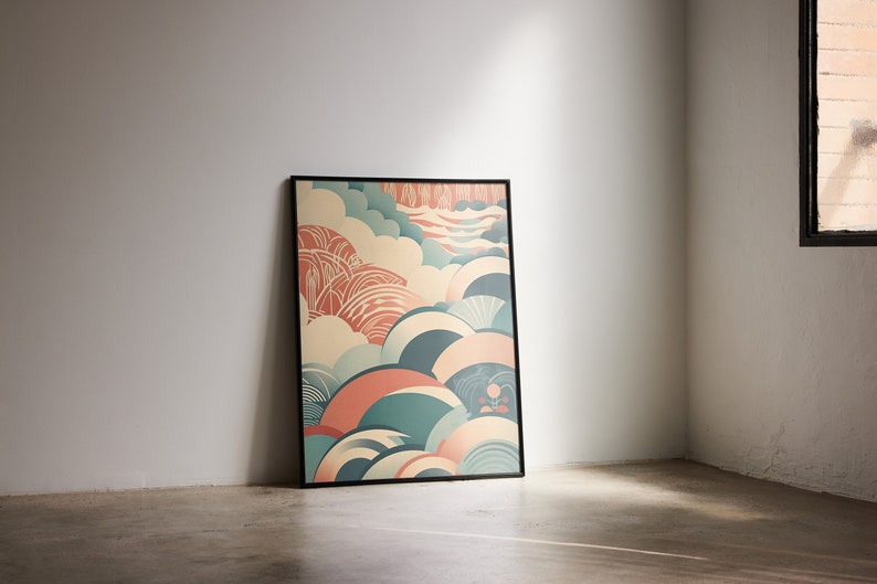 Vintage Japanese Geometric Art | Retro Design Wall Art | Japanese Decor ...