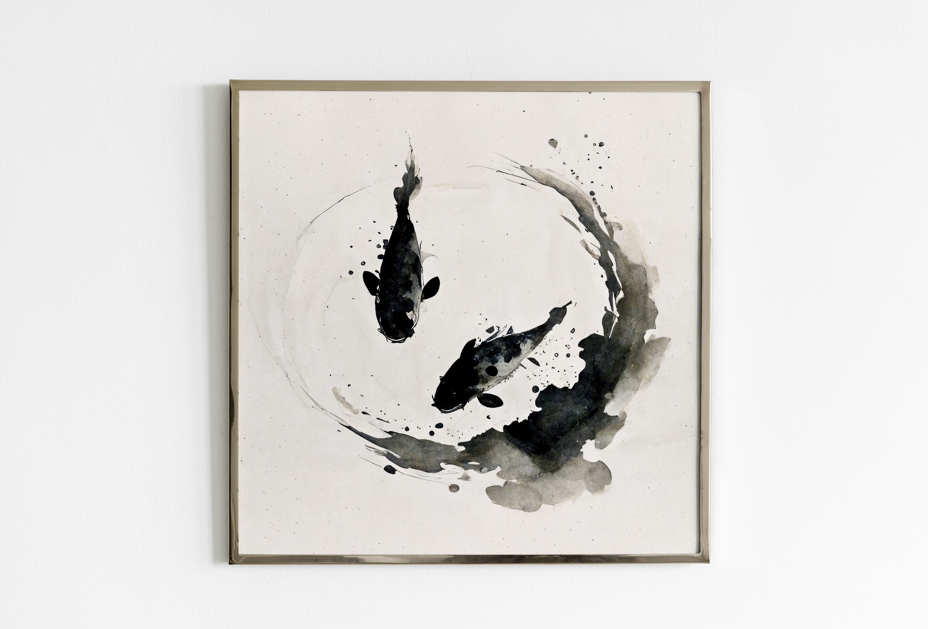 Japanese Ink Koi Pond Painting | Sumi-e Koi Wall Art | Minimal Japanese ...
